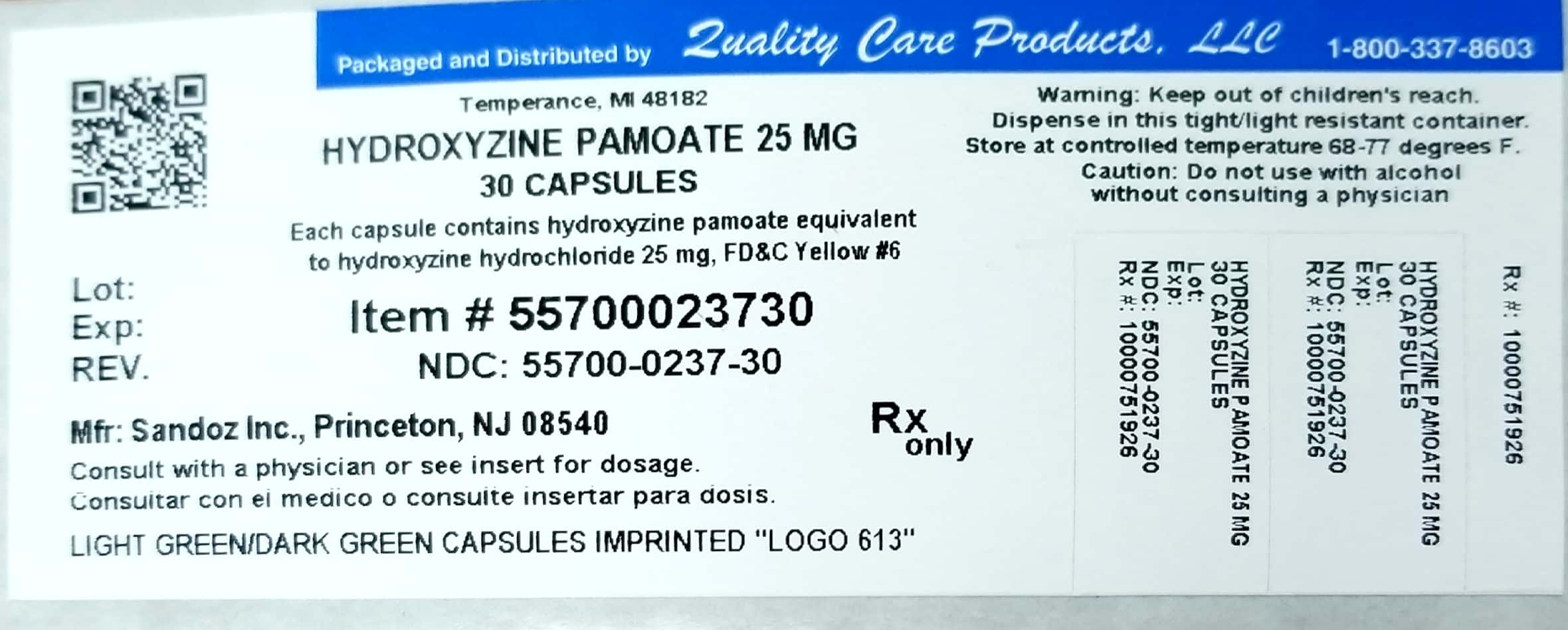 HYDROXYZINE PAMOATE capsule