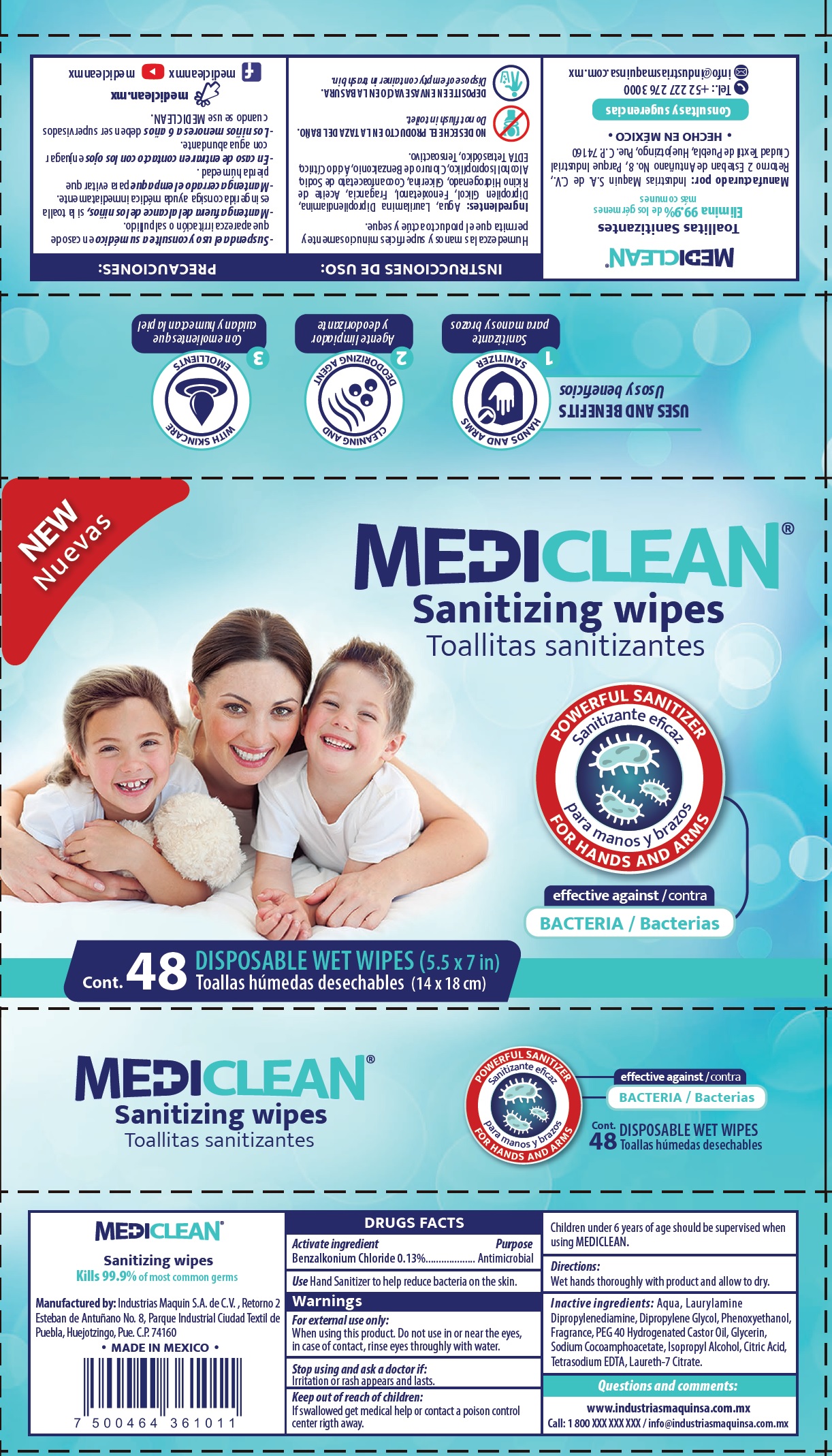 MEDICLEAN SANITIZING- benzalkonium chloride cloth