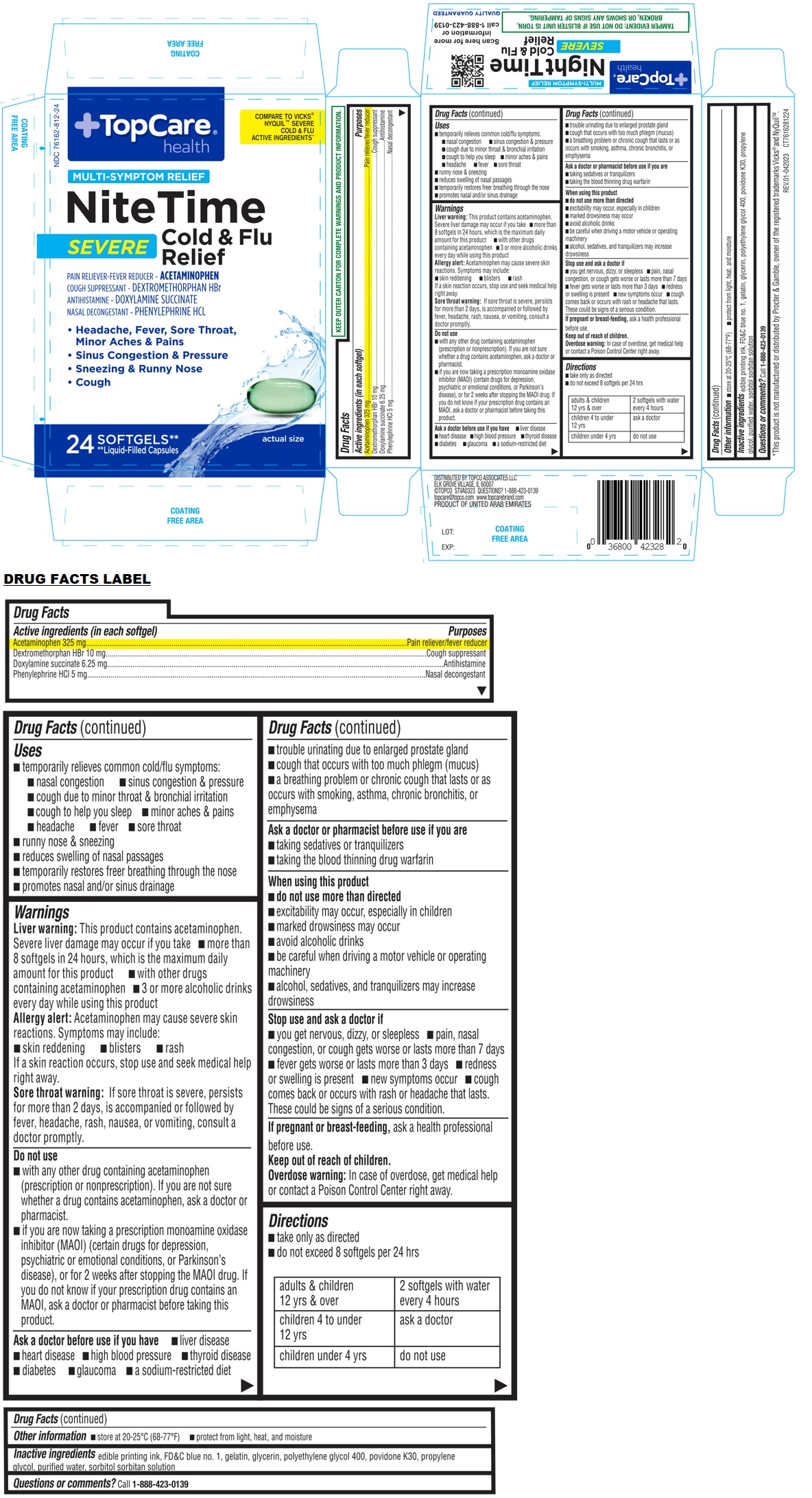 TOPCARE NITE TIME SEVERE COLD AND FLU- acetaminophen, dextromethorphan ...
