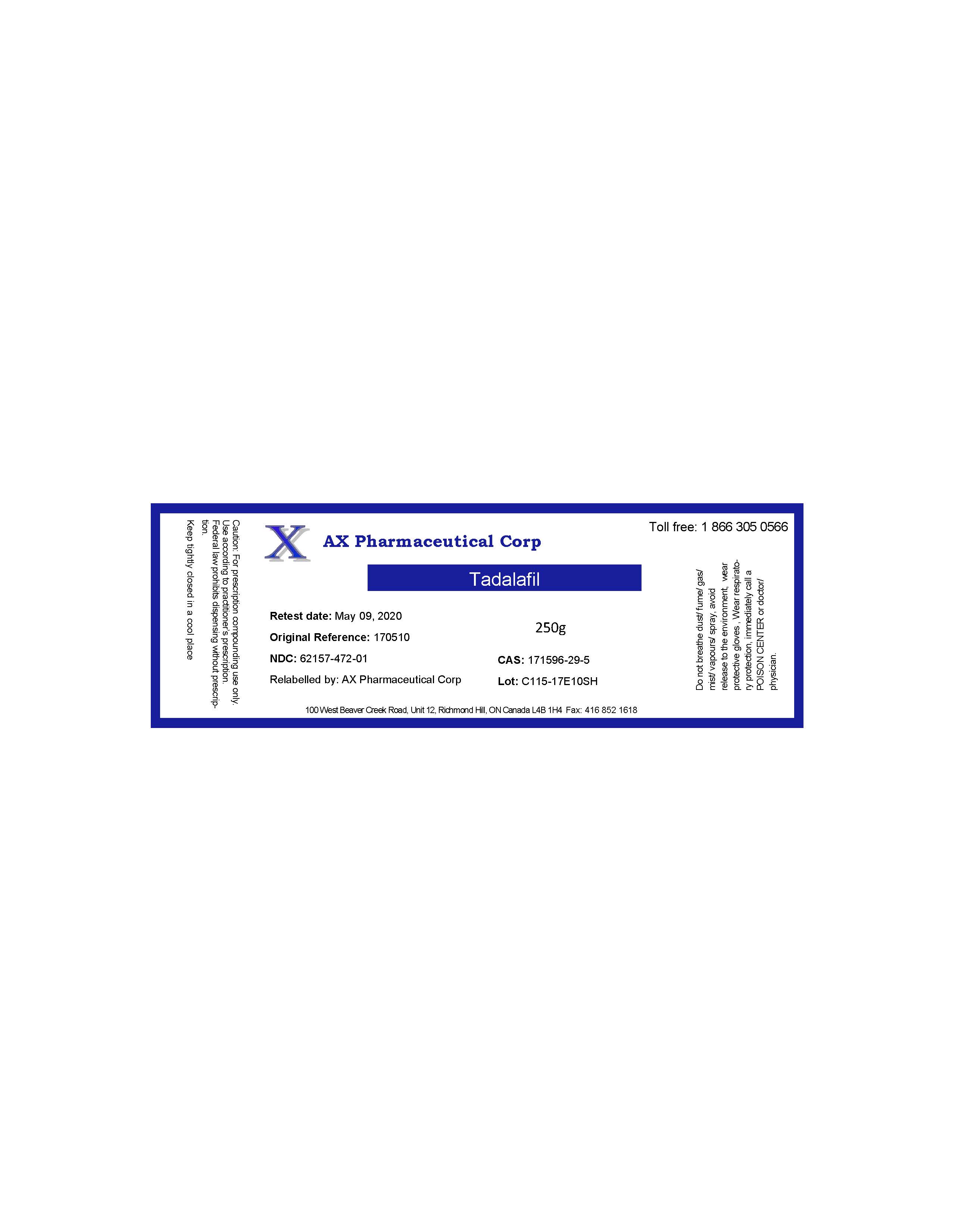 AX PHARMACEUTICAL CORP- tadalafil powder