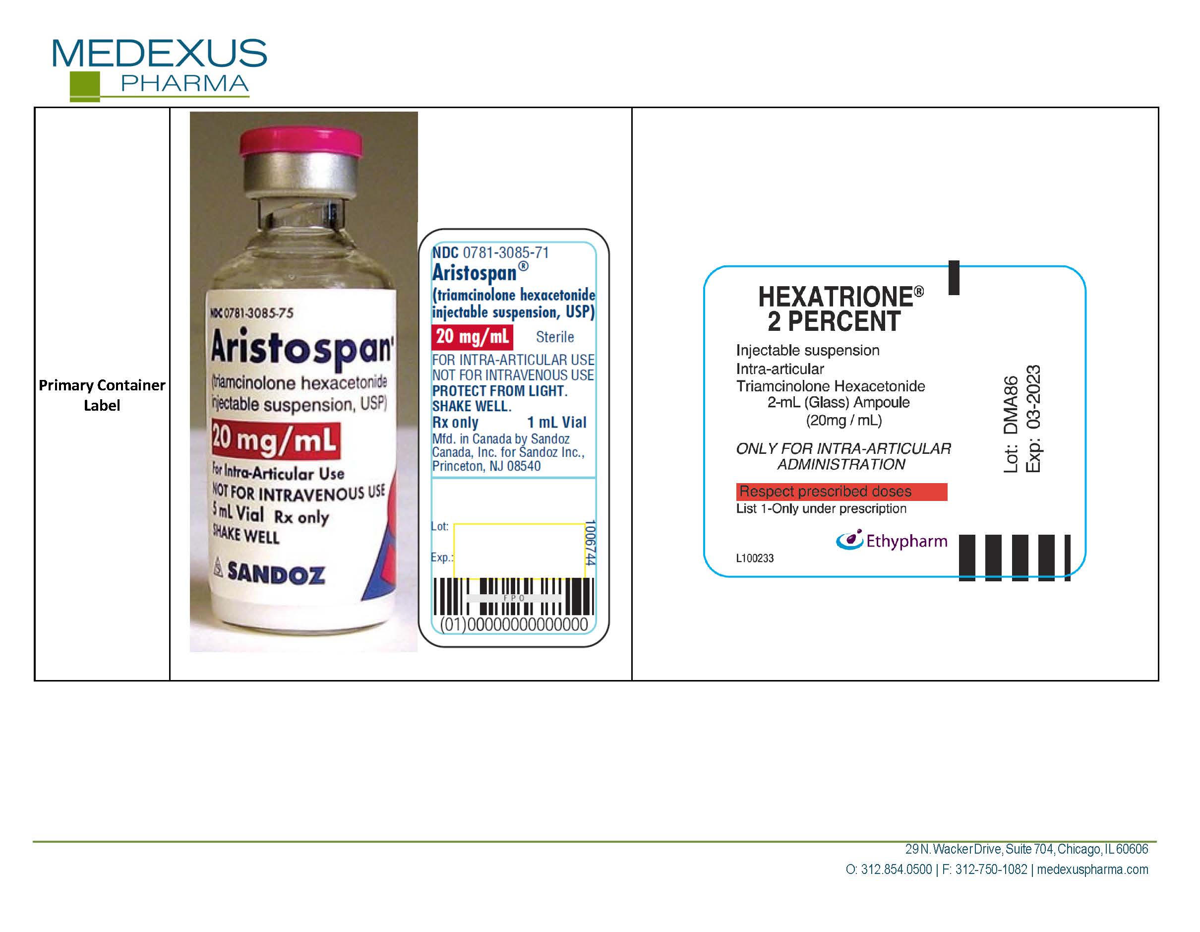 HEXATRIONE 2%- triamcinolone hexacetonide injection, suspension