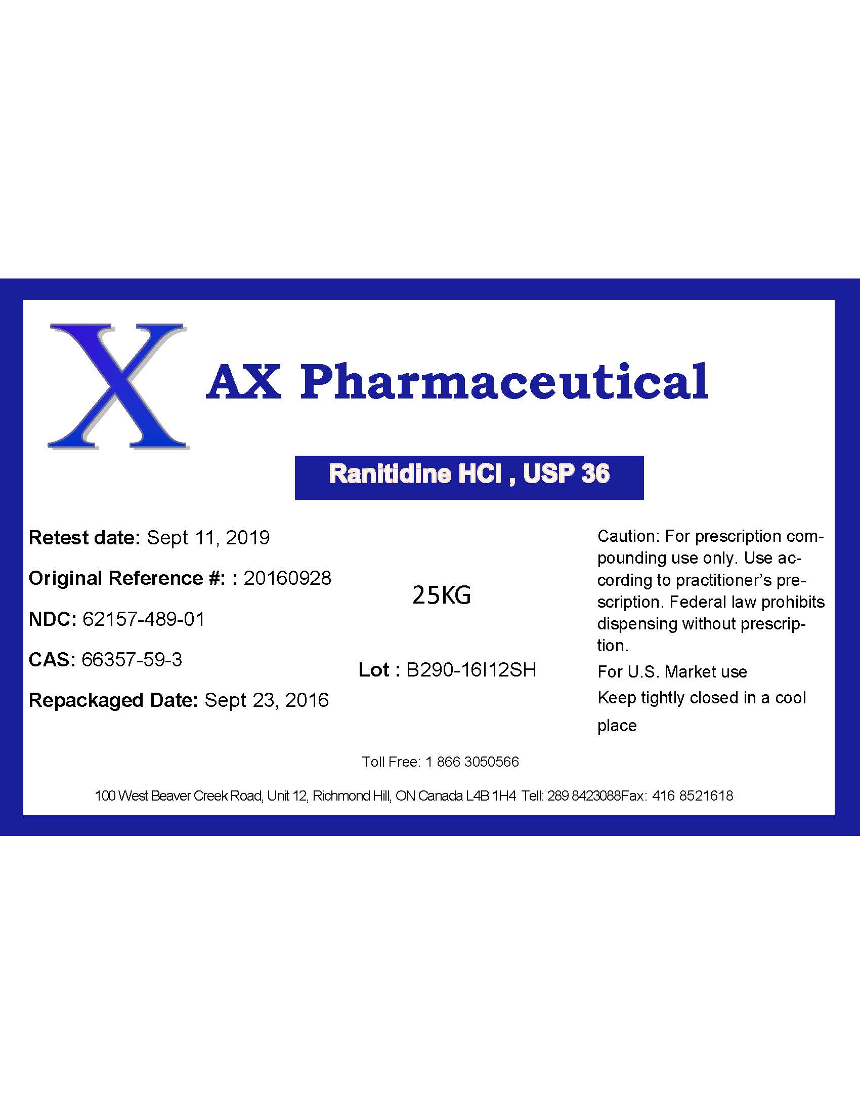 AX PHARMACEUTICAL CORP- ranitidine hydrochloride powder