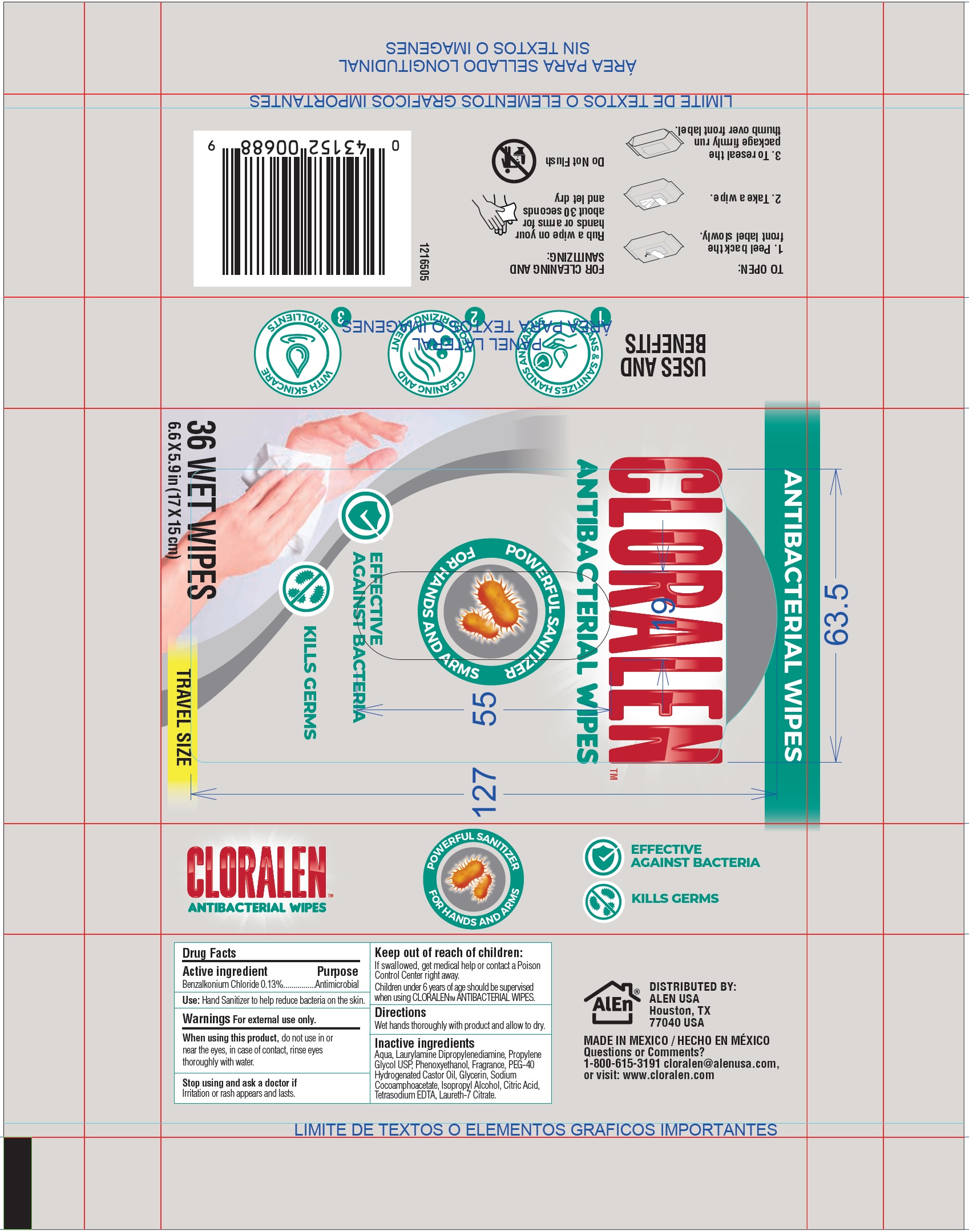 Cloralen Antibacterial Wipes 36 wet wipes