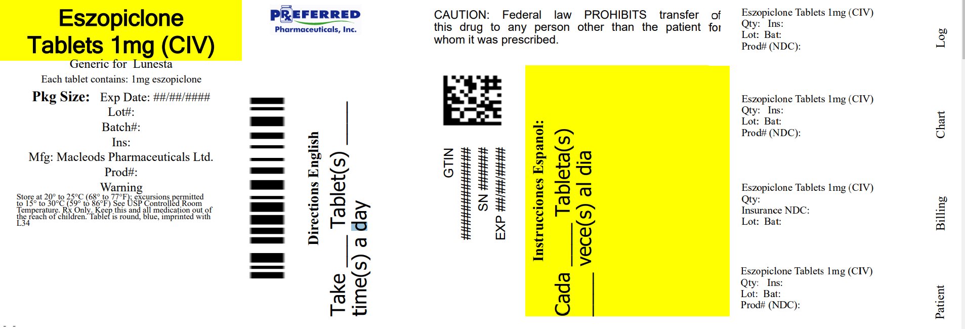 ESZOPICLONE tablet, film coated