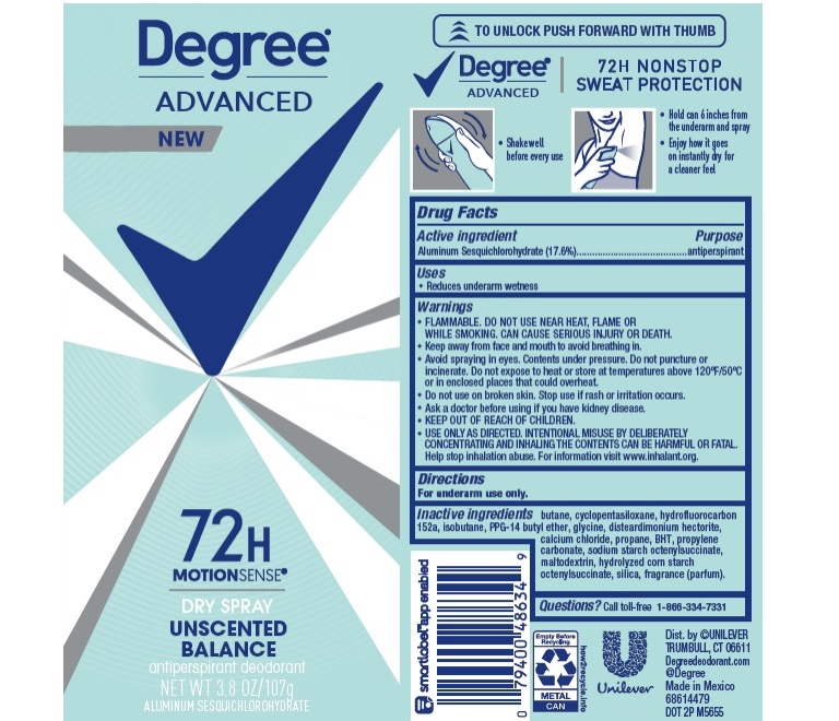 DEGREE- advanced unscented balance dry spray 72h antiperspirant ...