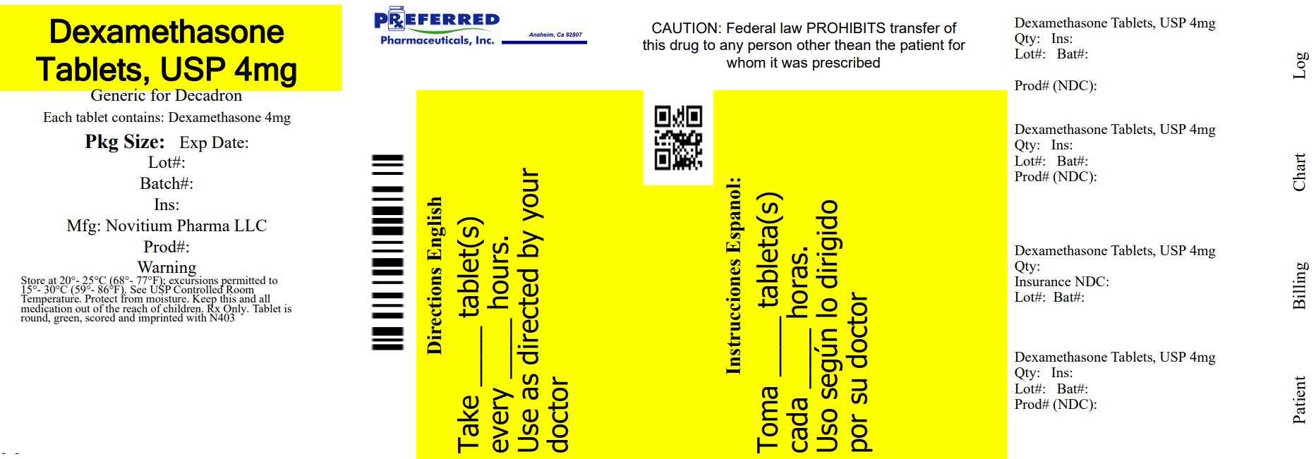 Dexamethasone by Preferred Pharmaceuticals, Inc. DEXAMETHASONE tablet