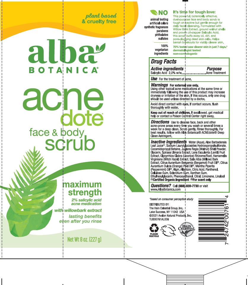 AL00761 ALBA BOTANICA ACNEDOTE FACE AND BODY SCRUB- salicylic acid cream