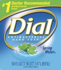 DIAL SPRING WATER ANTIBACTERIAL SOAP WITH MOISTURIZER- triclosan solution