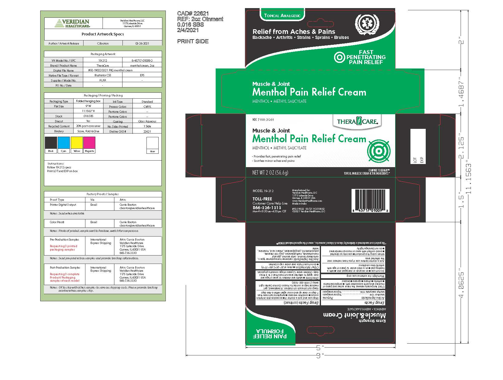 THERACARE MUSCLE AND JOIN PAIN RELIEF CREAM- menthol, methyl salicylate ...