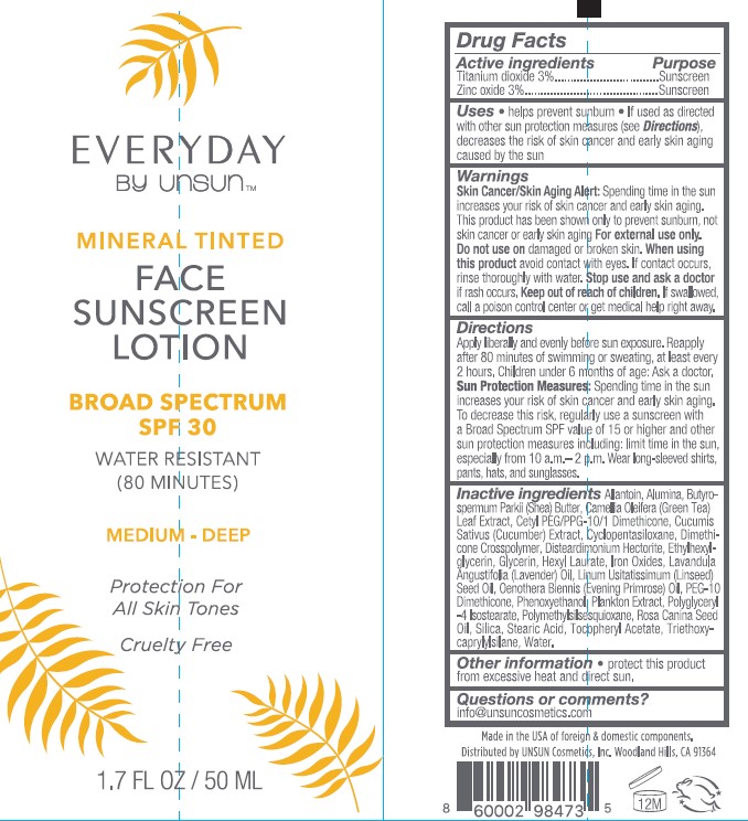 Everyday by Unsun Medium Deep Mineral Tinted Face Sunscreen Lotion SPF 30