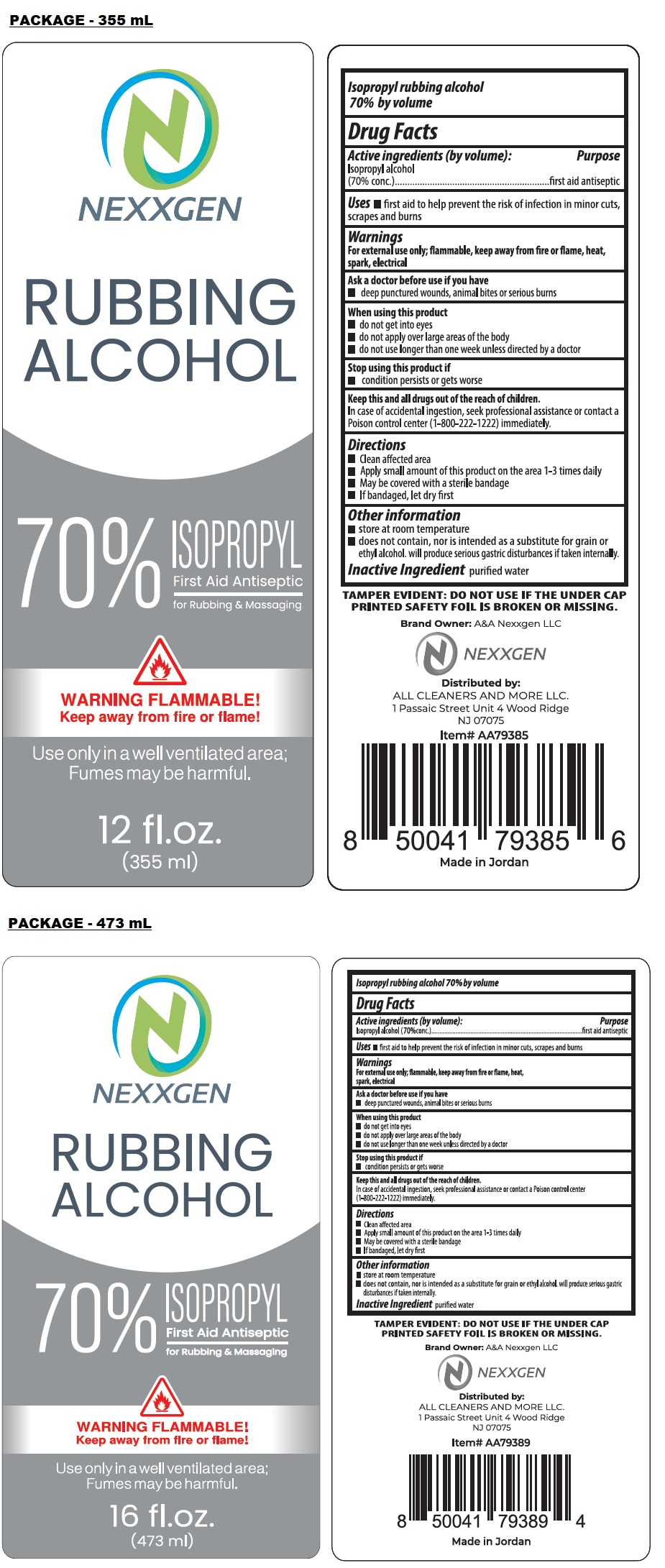 NEXXGEN 70% RUBBING ALCOHOL- isopropyl alcohol liquid