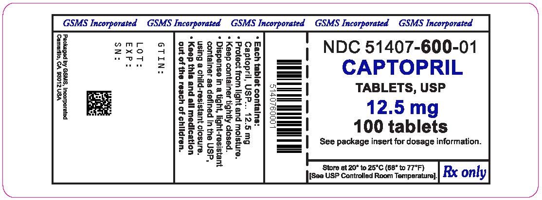 Captopril by Golden State Medical Supply, Inc. CAPTOPRIL tablet