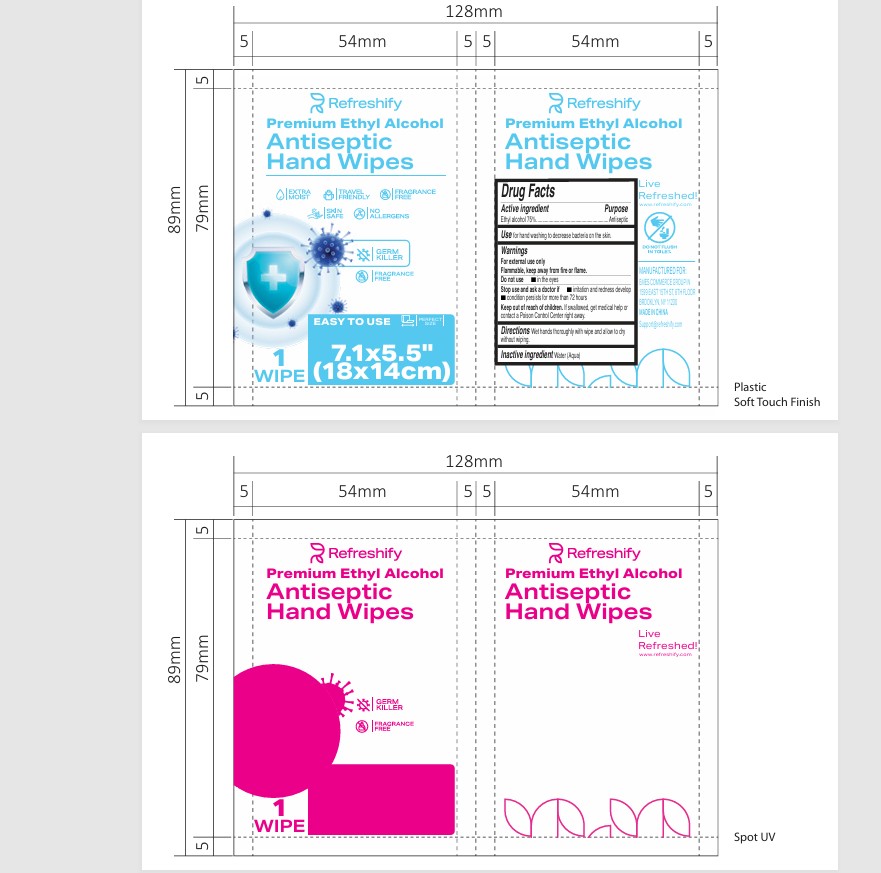 REFRESHIFY ANTISEPTIC HAND WIPES- alcohol kit