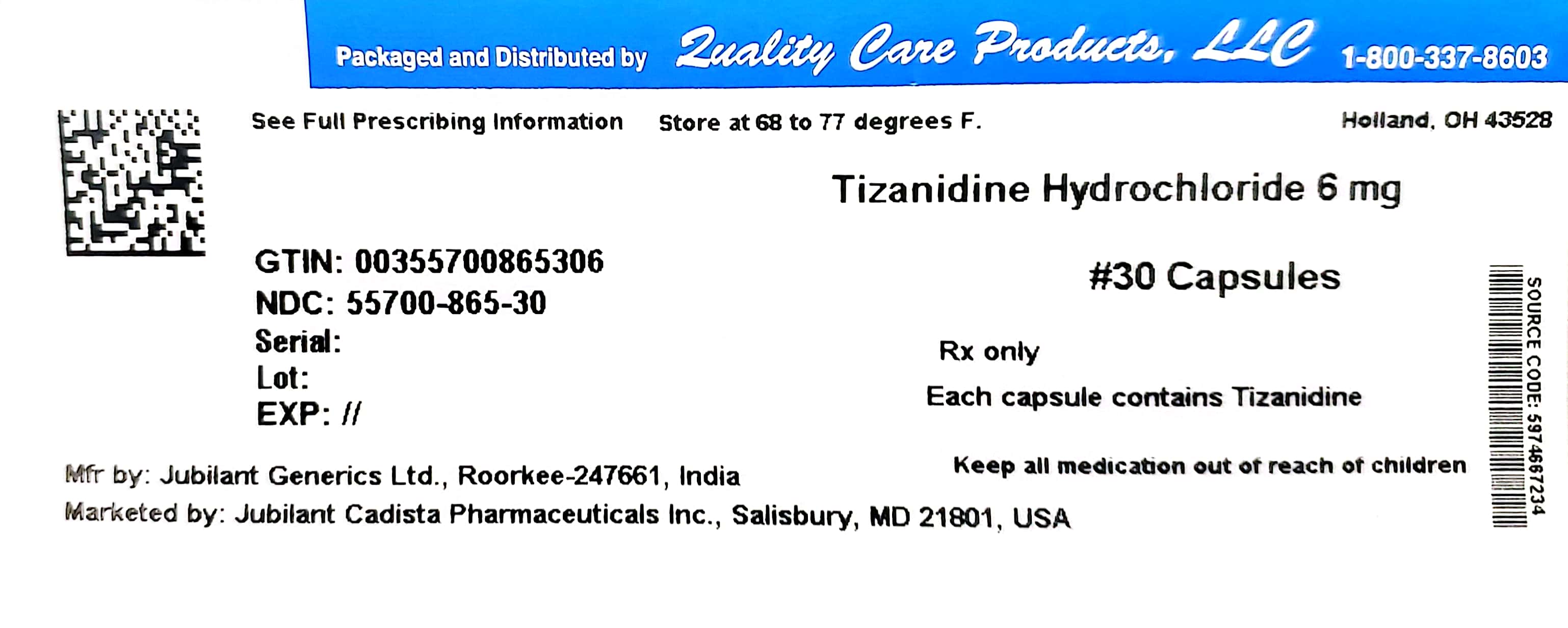 TIZANIDINE HYDROCHLORIDE- tizanidine hydrochloride capsule