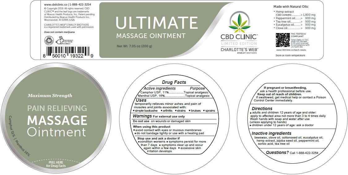 CBD CLINIC ULTIMATE MASSAGE- menthol, camphor ointment