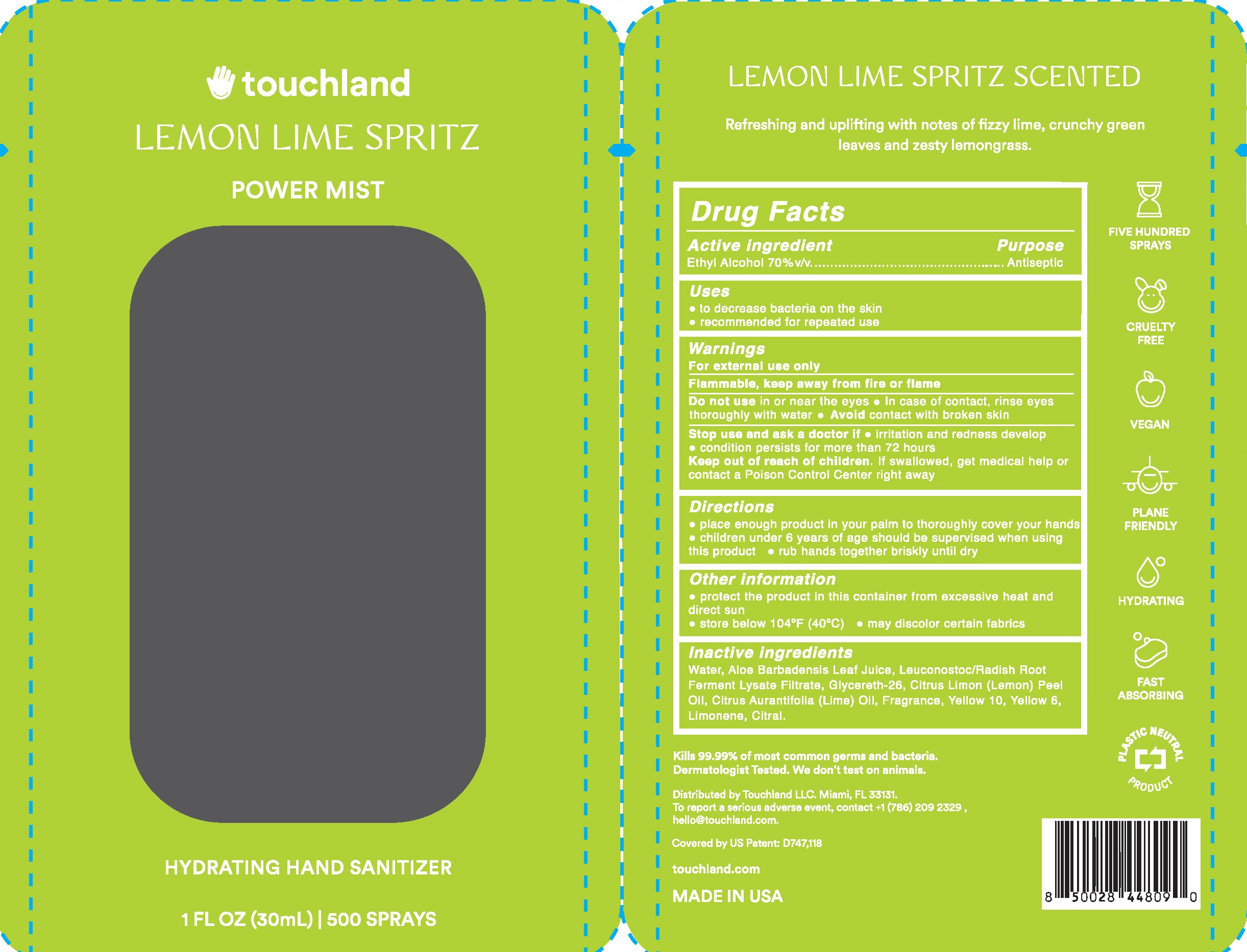 TOUCHLAND POWER MIST HAND SANITIZER LEMON LIME SPRITZ- alcohol spray