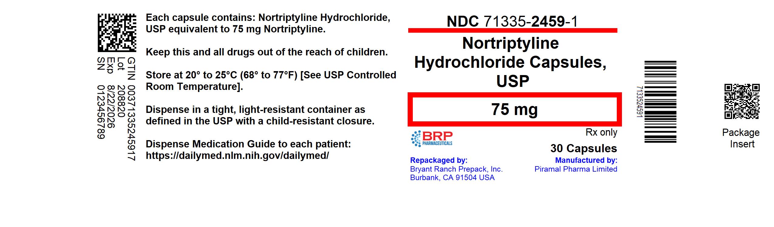 NORTRIPTYLINE HYDROCHLORIDE capsule