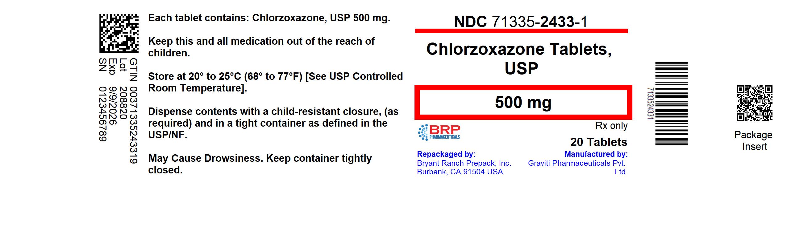 CHLORZOXAZONE by Bryant Ranch Prepack CHLORZOXAZONE tablet