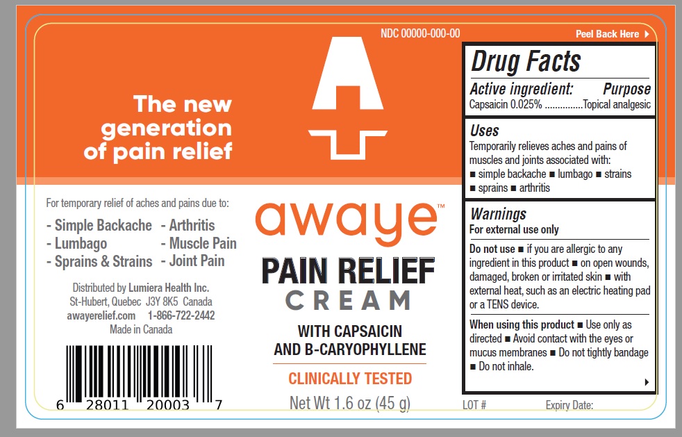 Awaye by Lumiera Health Inc. AWAYE- capsaicin cream