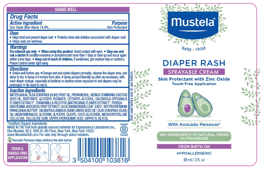 MUSTELA DIAPER RASH SPRAYABLE- zinc oxide cream