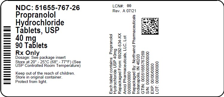 PROPRANOLOL HYDROCHLORIDE tablet