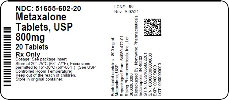 Metaxalone by Northwind Pharmaceuticals METAXALONE TABLETS, USP