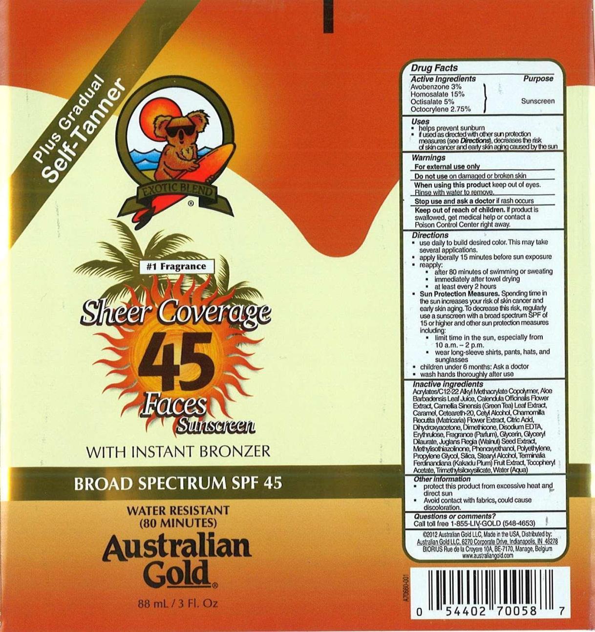 AUSTRALIAN GOLD BROAD SPECTRUM SPF 45- avobenzone,homosalate ...