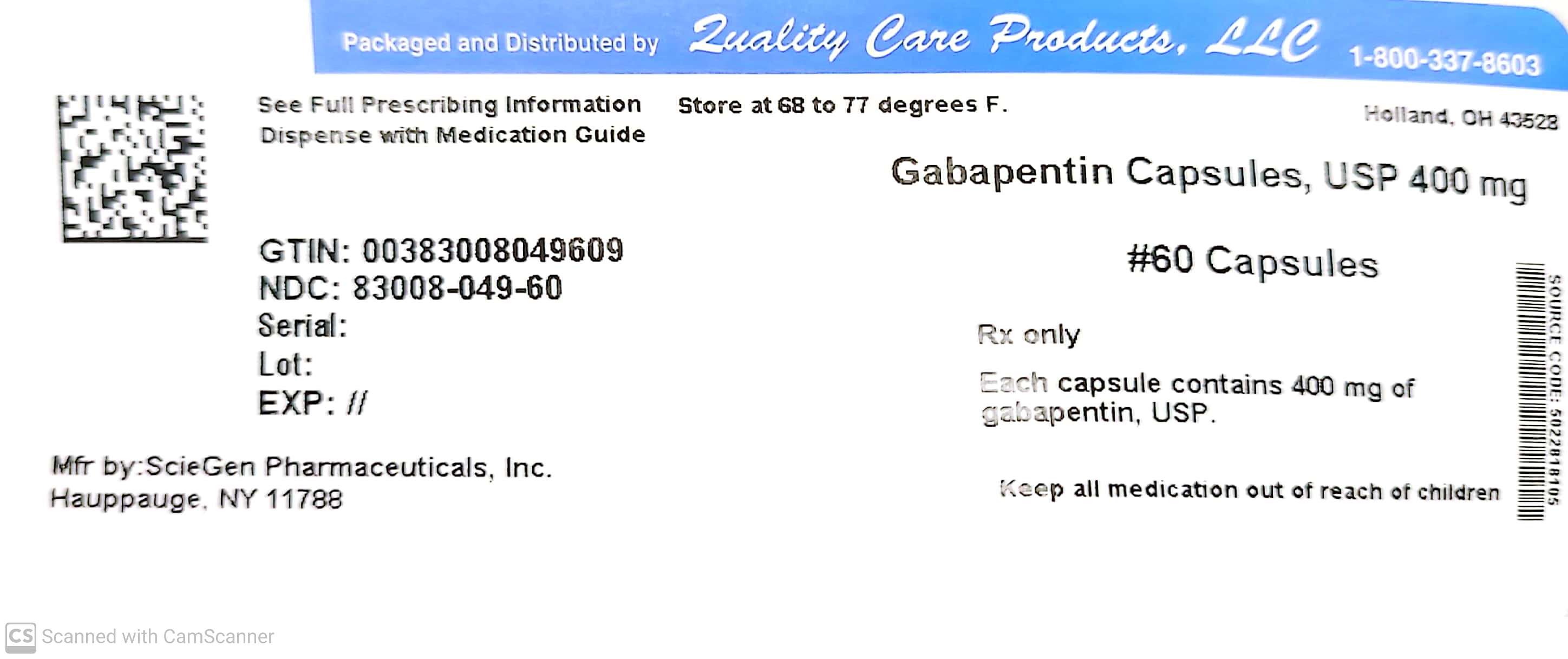 Gabapentin by Quality Care Products, LLC GABAPENTIN capsule