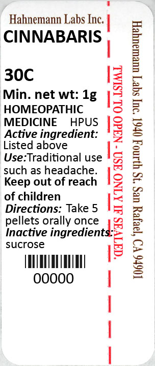 Cinnabaris by Hahnemann Laboratories, INC. CINNABARIS pellet