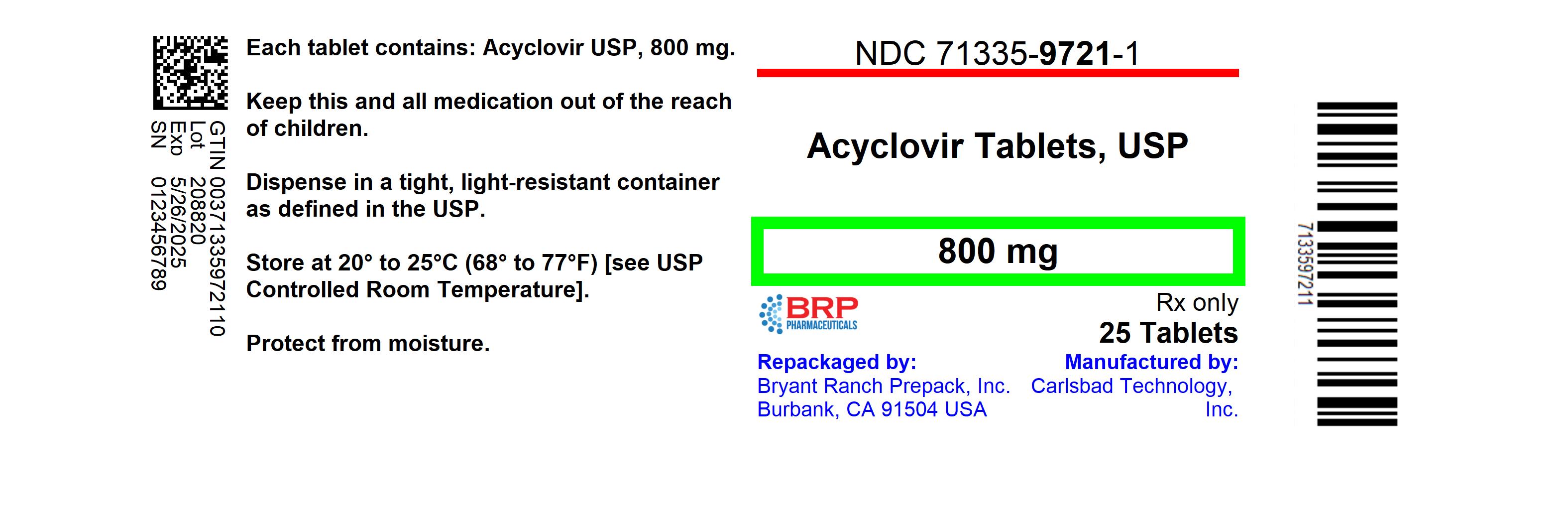Acyclovir by Bryant Ranch Prepack ACYCLOVIR tablet