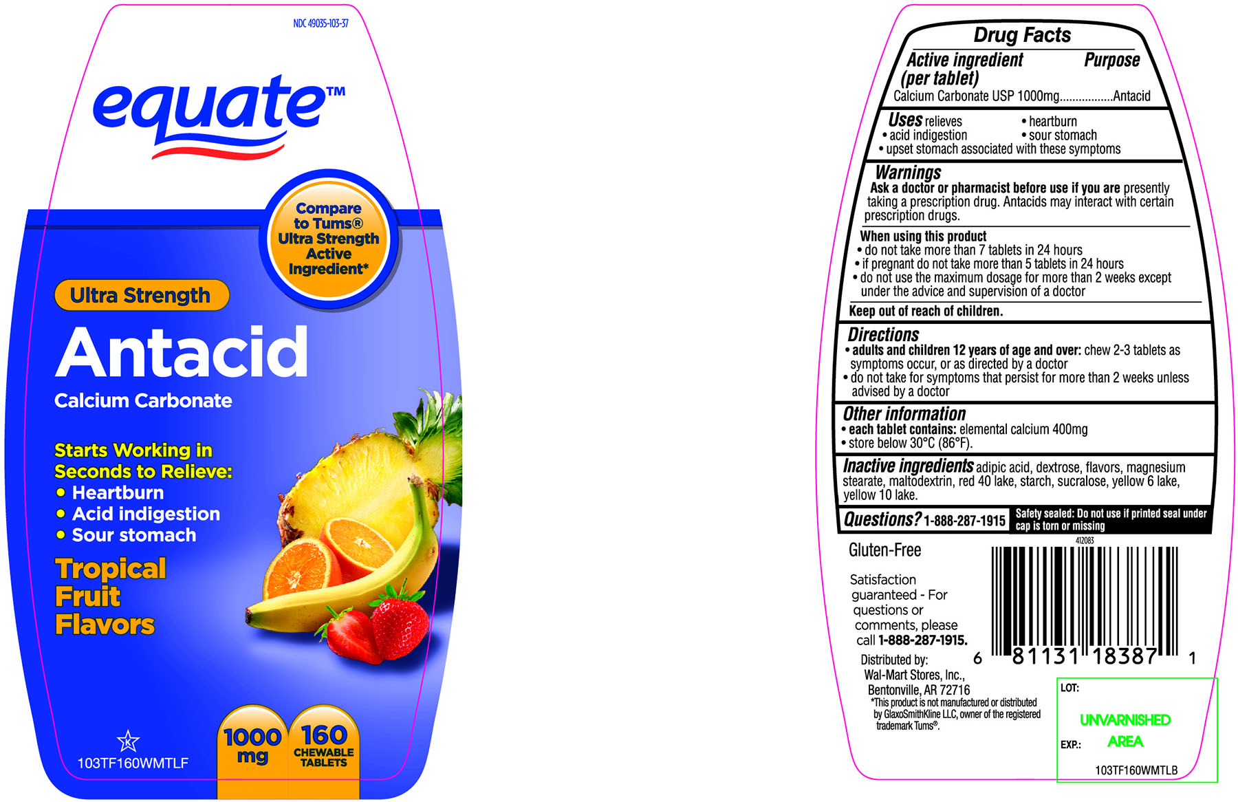 EQUATE ULTRA STRENGTH ANTACID CALCIUM CARBONATE TROPICAL FRUIT- antacid ...