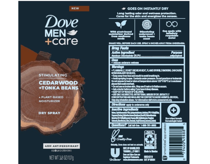 DOVE- men plus care cedarwood tonka beans dry spray 48h antiperspirant ...