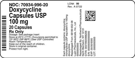 Doxycycline Capsules USP 50 mg, 75 mg and 100 mg Rx only