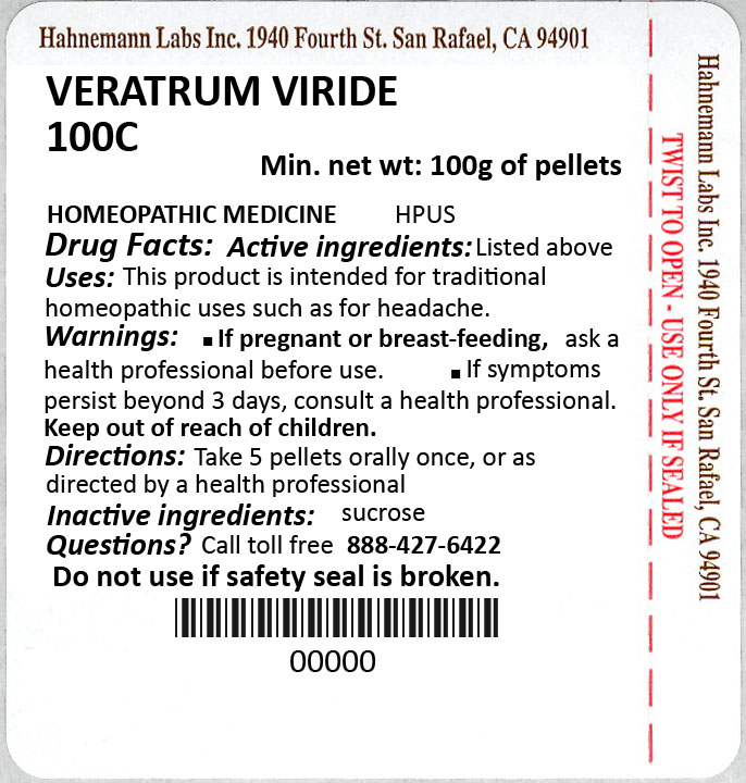 Veratrum Viride by Hahnemann Laboratories, INC. VERATRUM VIRIDE pellet