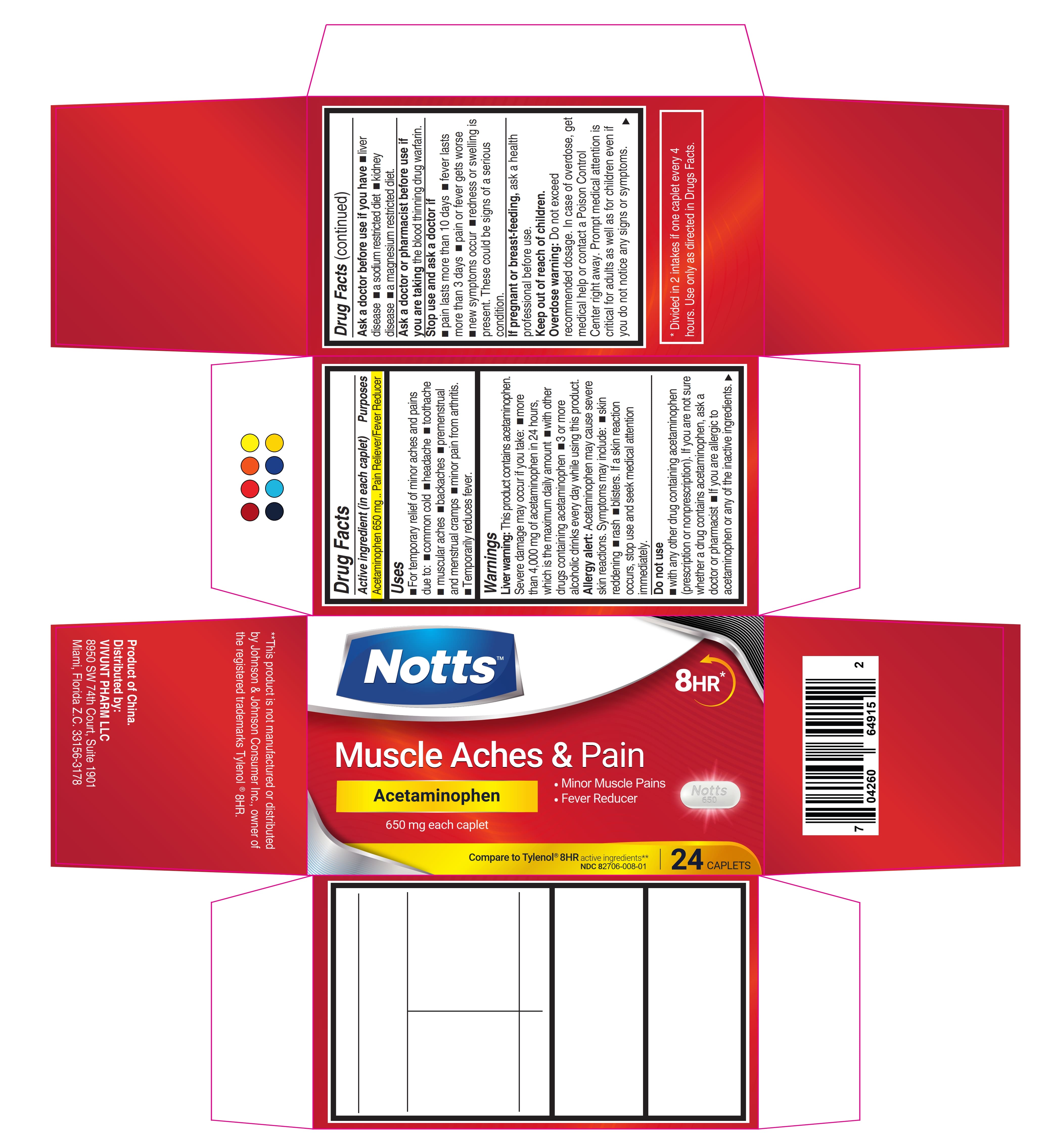 NOTTS - MUSCLE ACHES AND PAIN- acetaminophen tablet