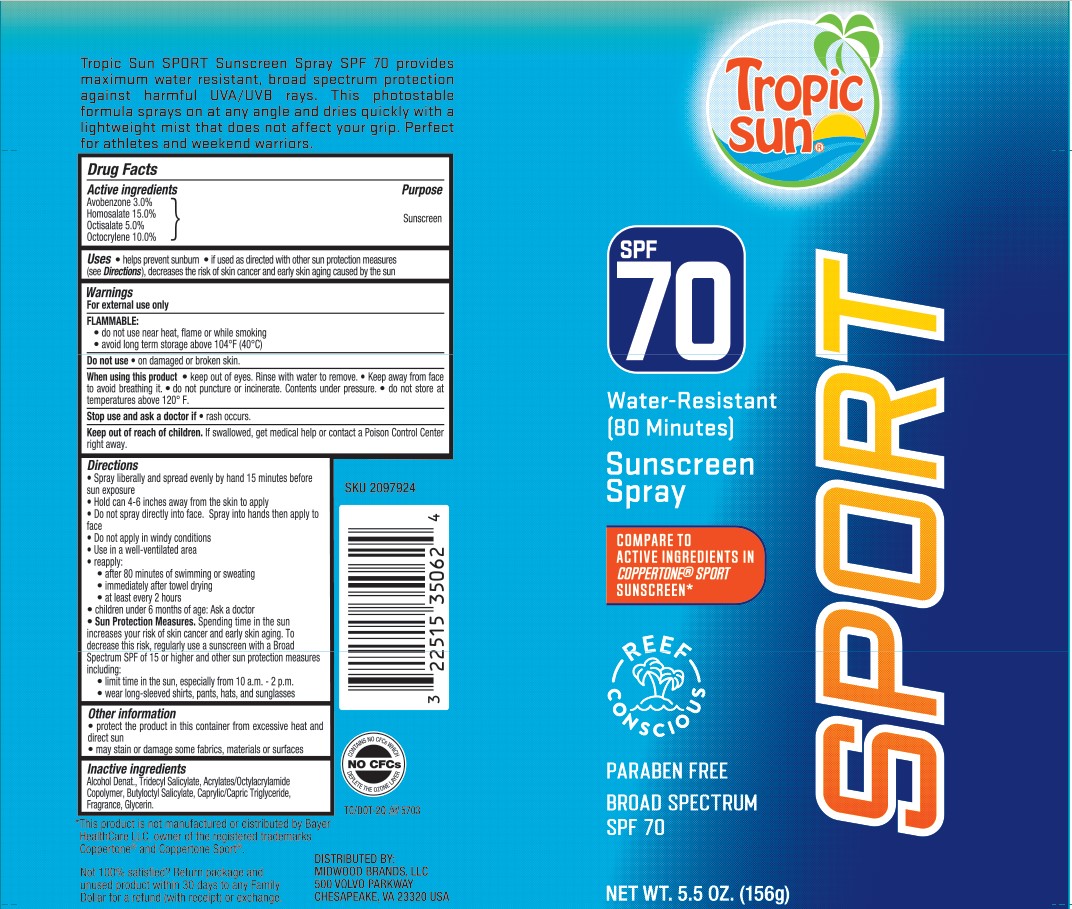 Family Dollar Tropic Sun SPF 70 Sport Sunscreen Spray