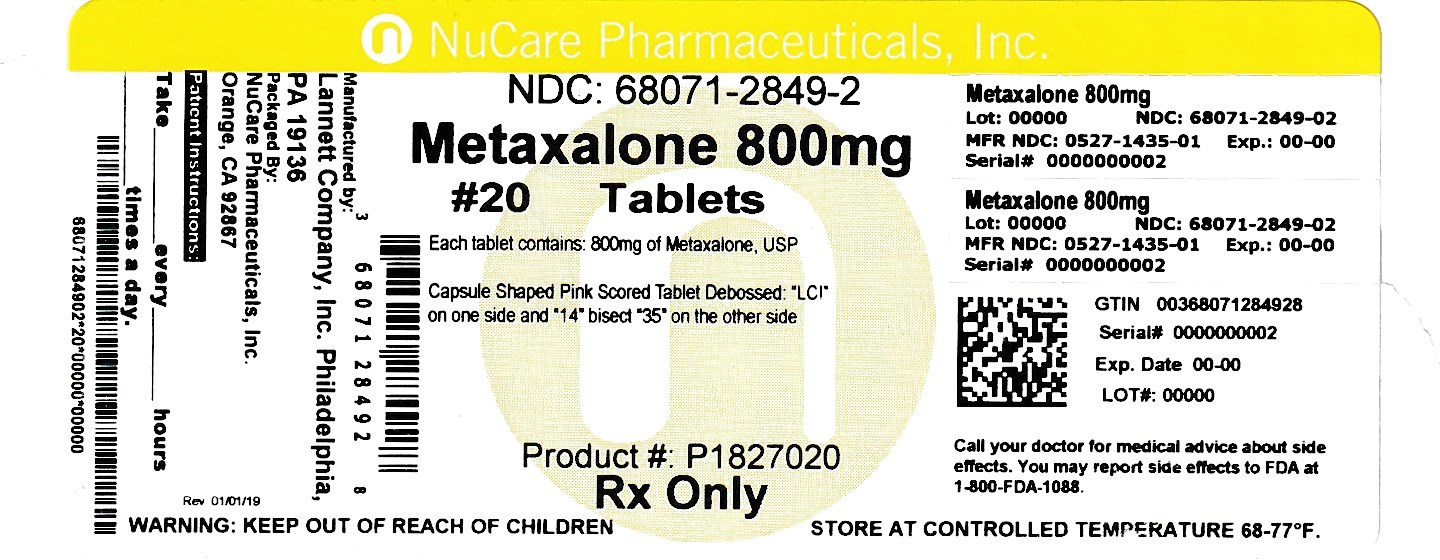 Metaxalone by NuCare Pharmaceuticals,Inc. METAXALONE tablet