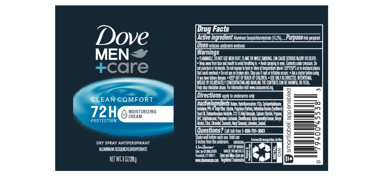 DOVE MEN PLUS CARE- clean comfort dry spray 72h antiperspirant aerosol ...