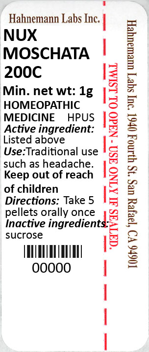 Nux Moschata by Hahnemann Laboratories, INC. NUX MOSCHATA pellet