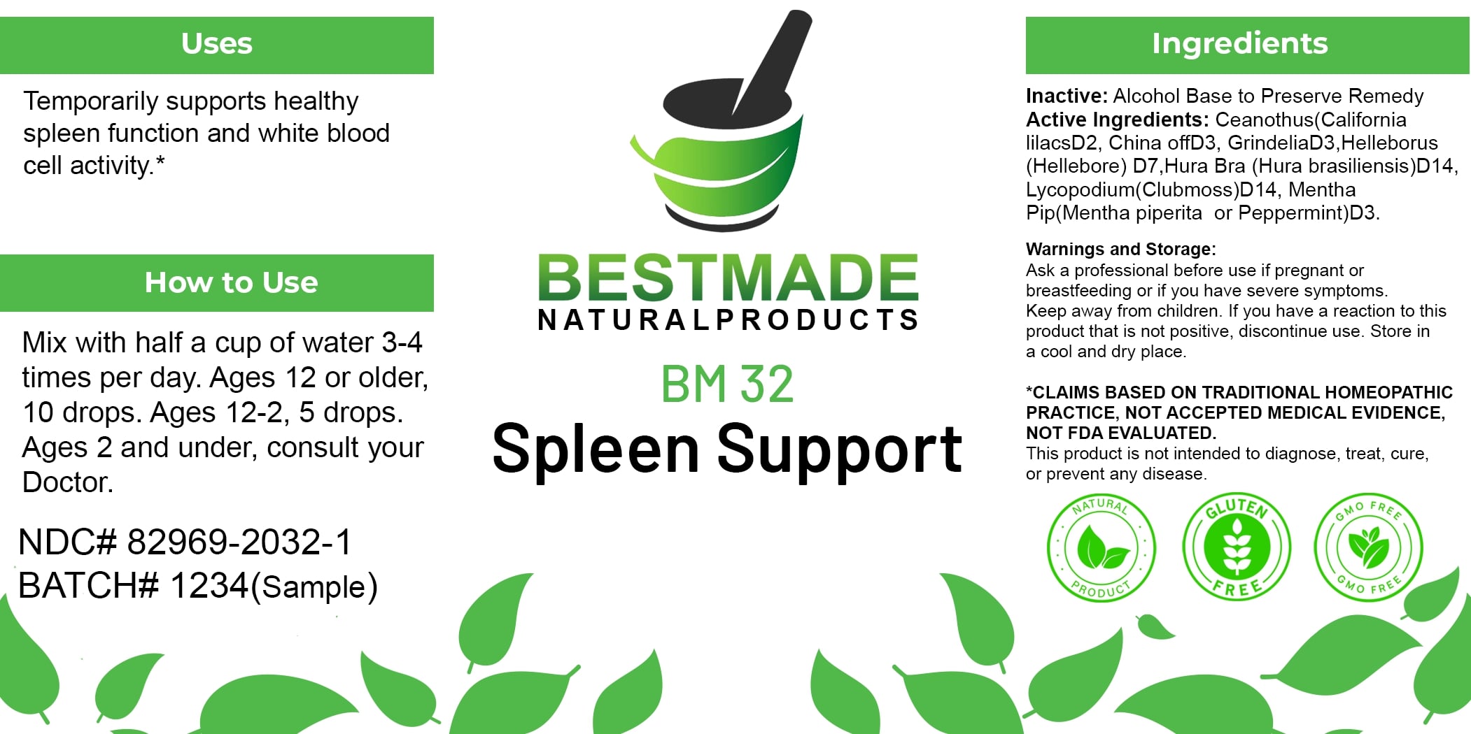 BESTMADE NATURAL PRODUCTS BM32- ceanothusd2, china offd3, grindeliad3 ...