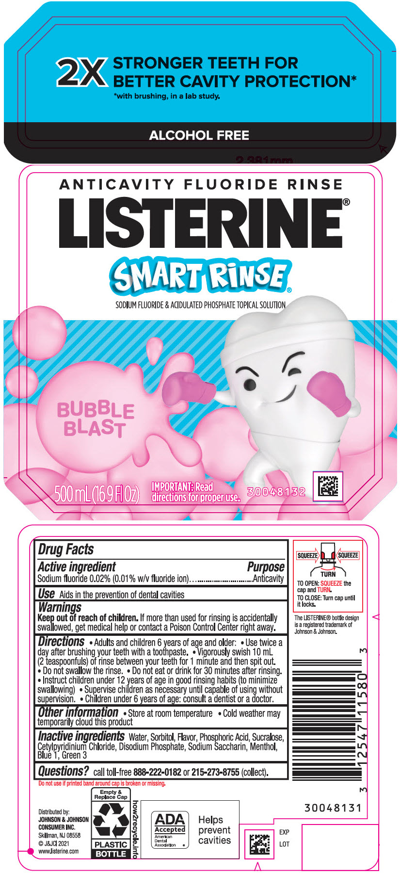 LISTERINE SMART RINSE ANTICAVITY FLUORIDE RINSE - BUBBLE BLAST- sodium ...