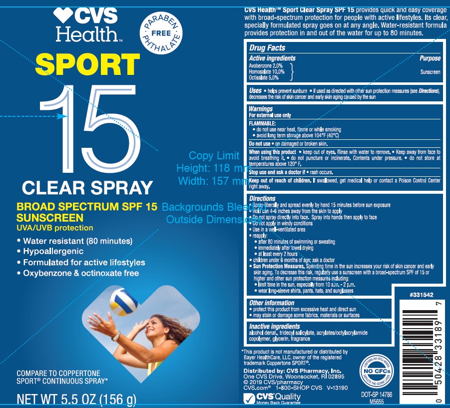 CVS HEALTH SPORT SPF 15 CLEAR- avobenzone, homosalate, octisalate ...
