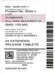 SUNMARK ALL DAY ALLERGY D- cetirizine hcl, pseudoephedrine hcl tablet ...