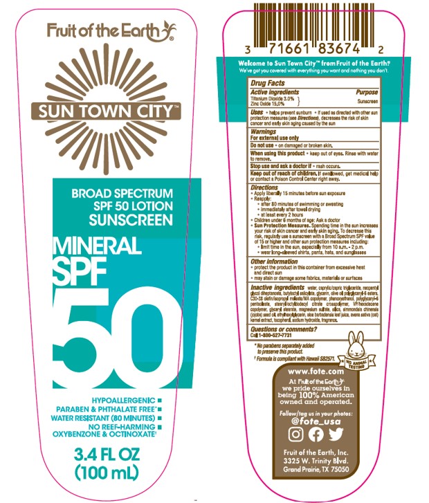 FRUIT OF THE EARTH SUN TOWN CITY MINERAL SPF 50 SUNSCREEN- titanium ...