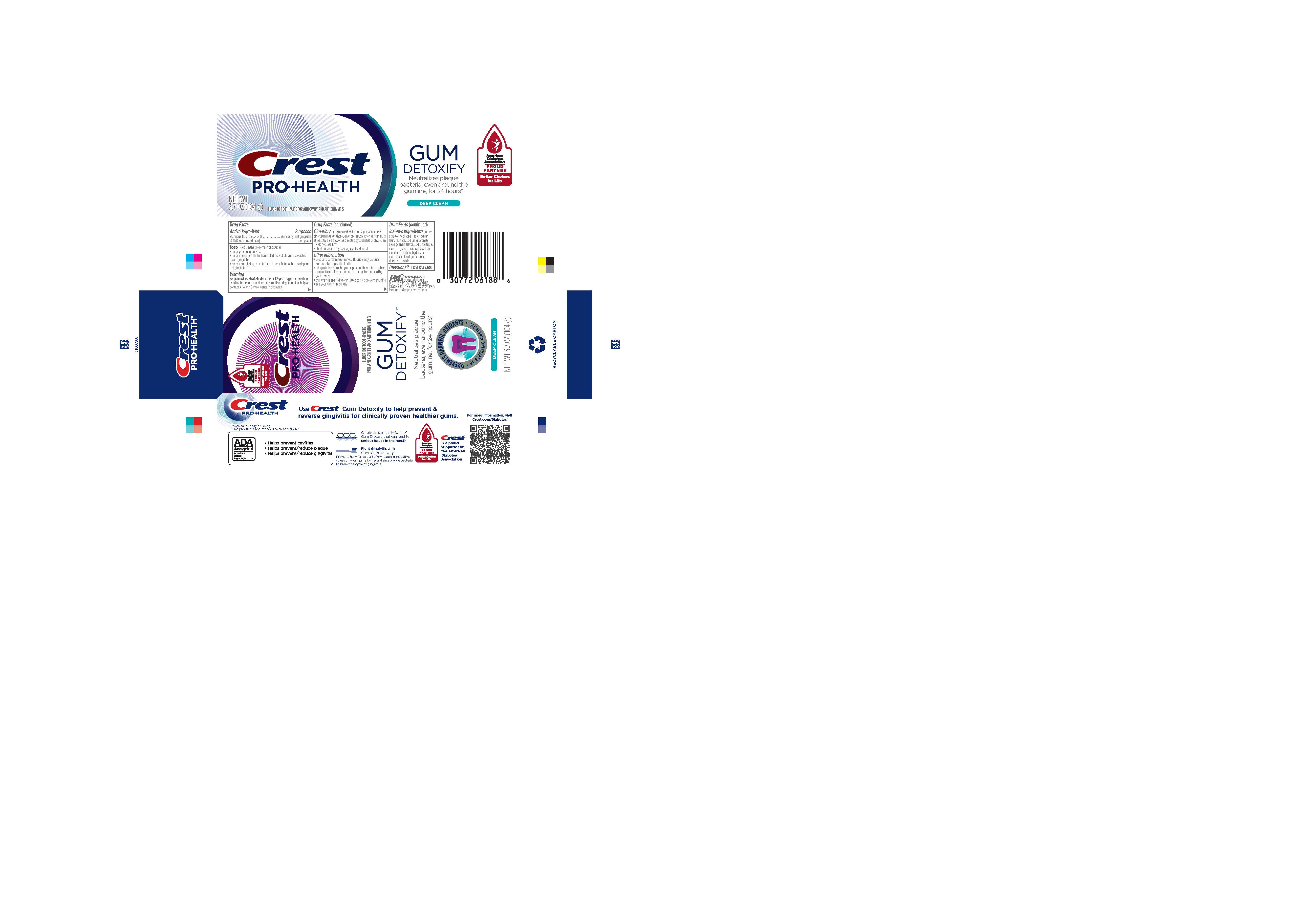 CREST PRO-HEALTH GUM DETOXIFY DEEP CLEAN- stannous fluoride paste ...