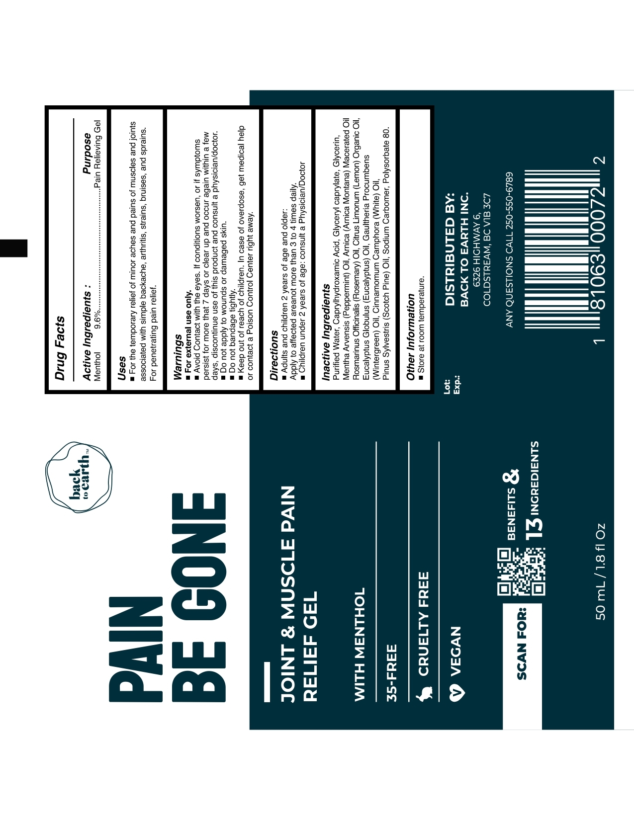 PAIN BE GONE- menthol cream