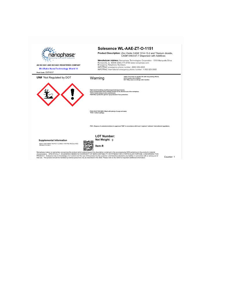 WL-AAE-ZT-O-1151- titanium dioxide, zinc oxide lotion