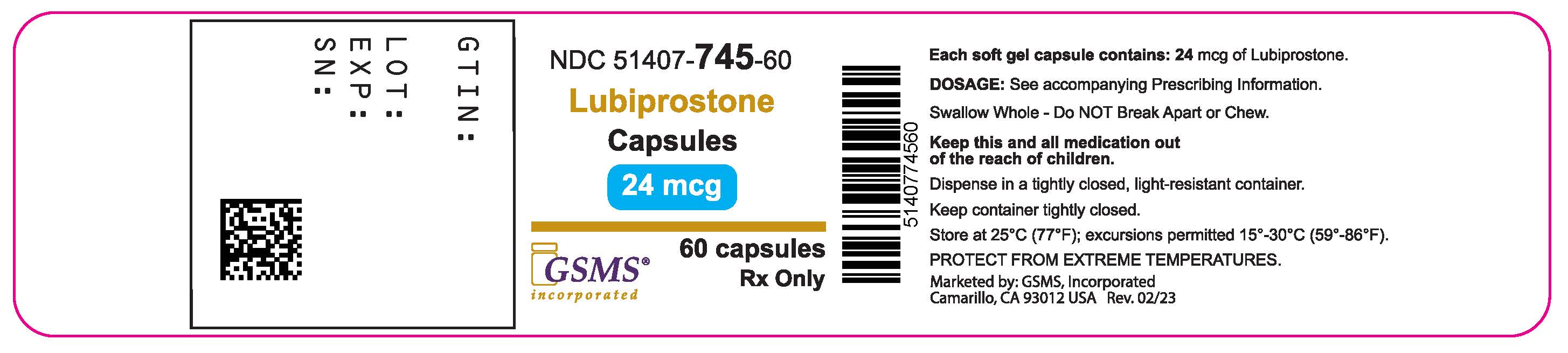 LUBIPROSTONE capsule, gelatin coated