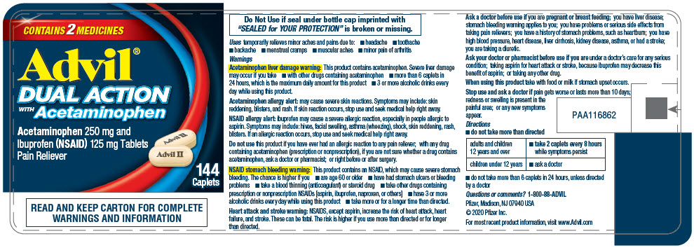 ADVIL DUAL ACTION WITH ACETAMINOPHEN- ibuprofen, acetaminophen tablet ...