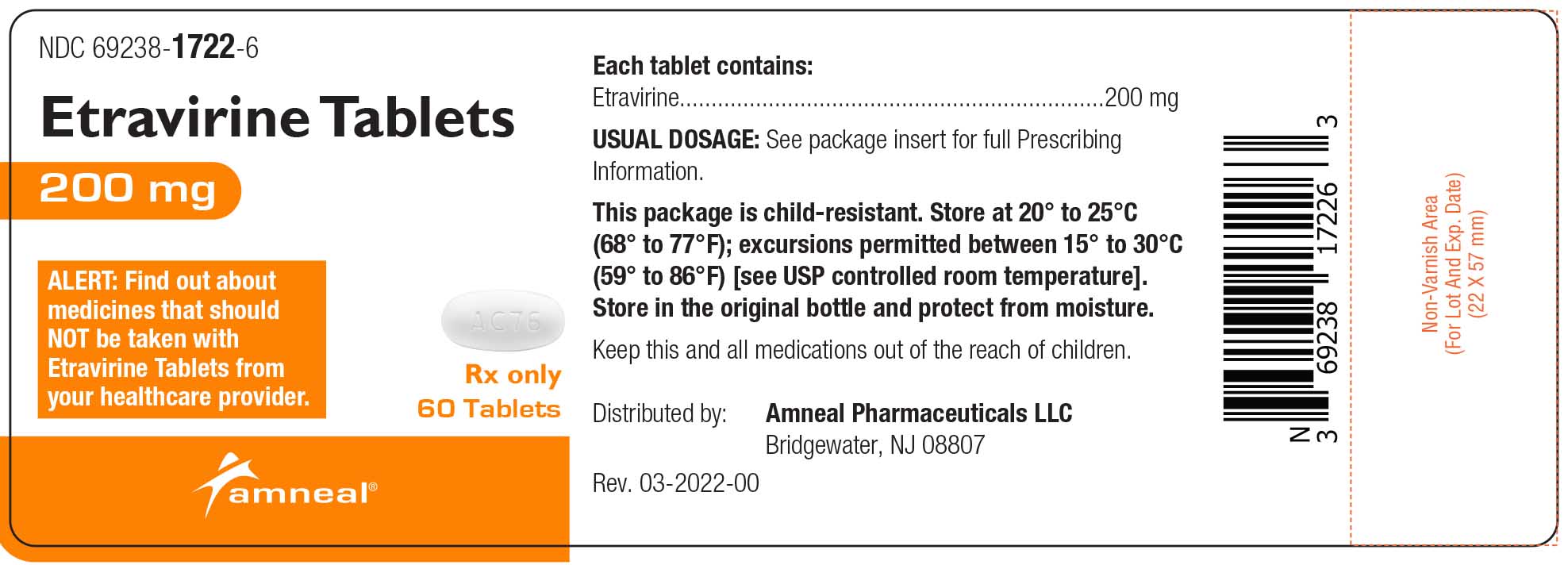 etravirine by Amneal Pharmaceuticals NY LLC ETRAVIRINE tablet